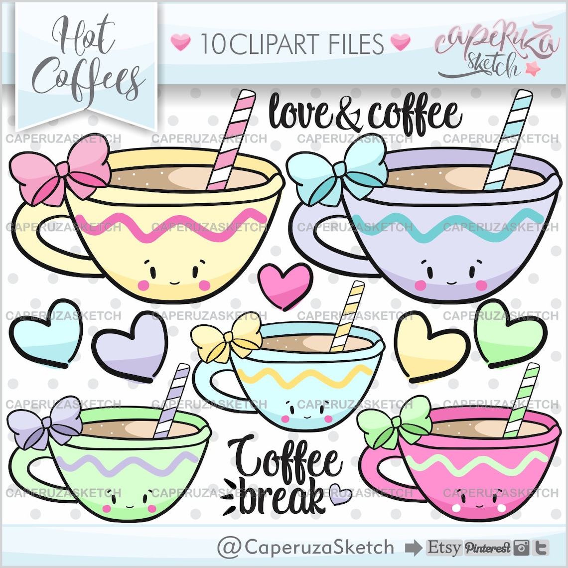 Coffee Clipart Coffee Time Clipart COMMERCIAL USE Coffee - Etsy