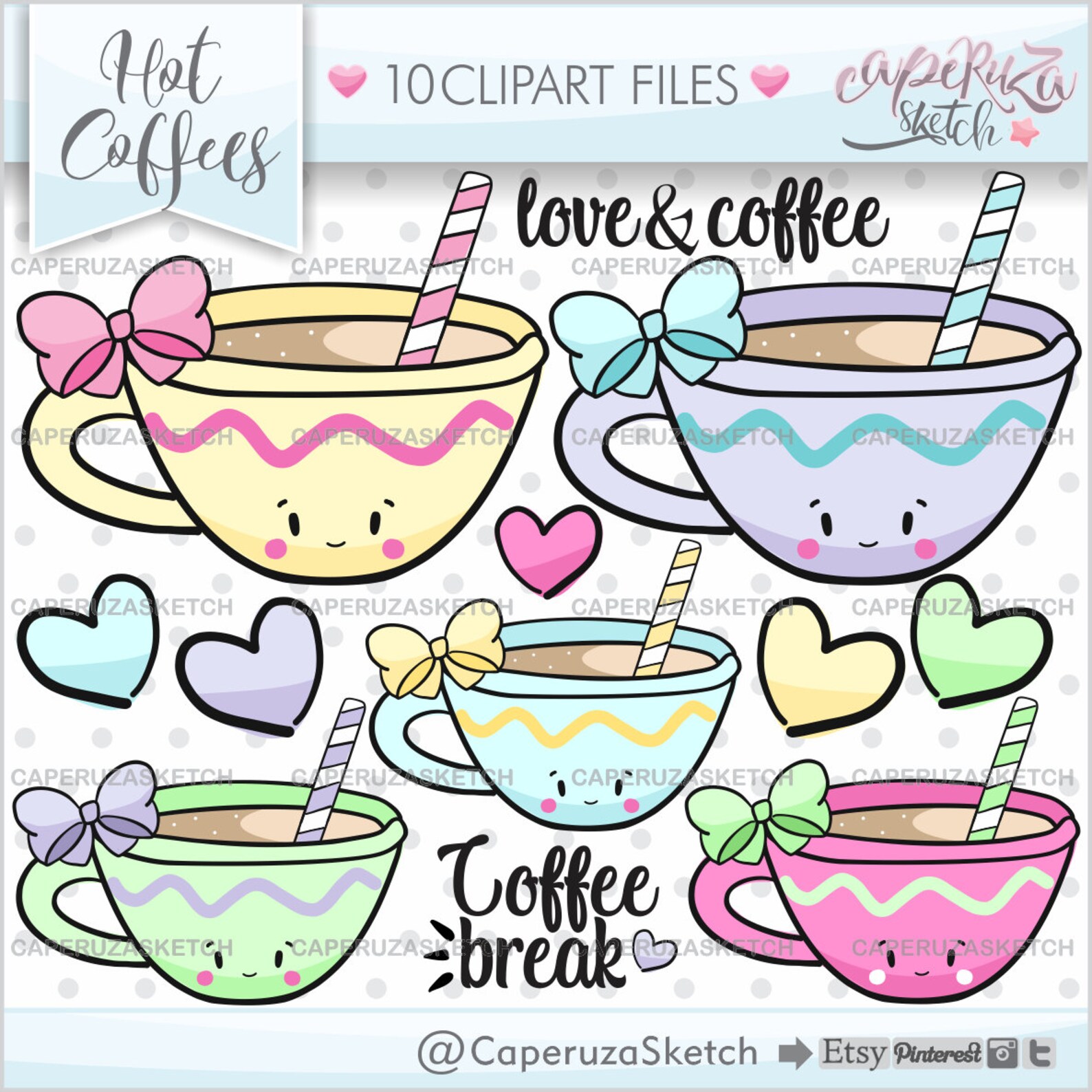 Coffee Clipart Coffee Time Clipart COMMERCIAL USE Coffee - Etsy
