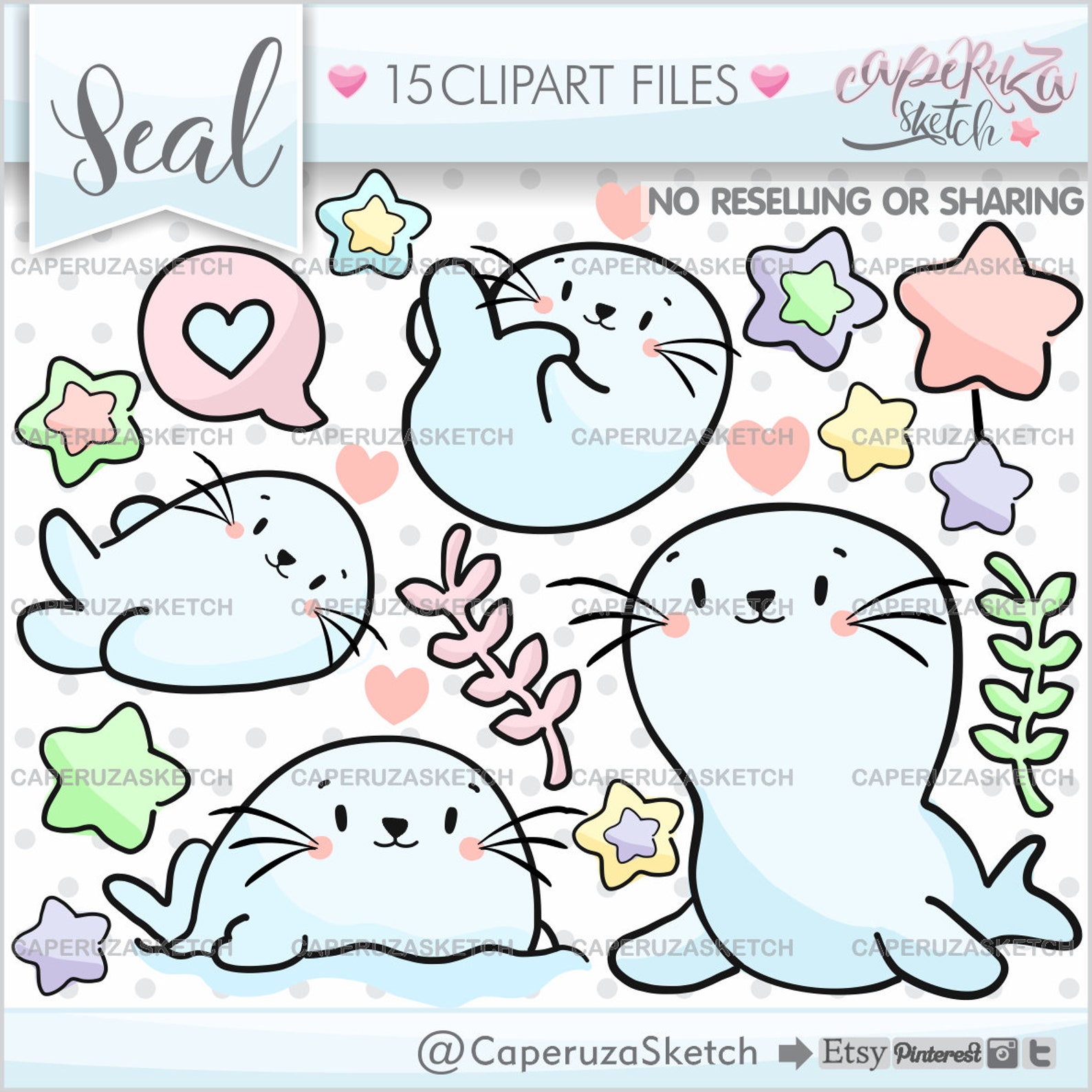 Seal Clipart Seal Graphics COMMERCIAL USE Seal Family - Etsy
