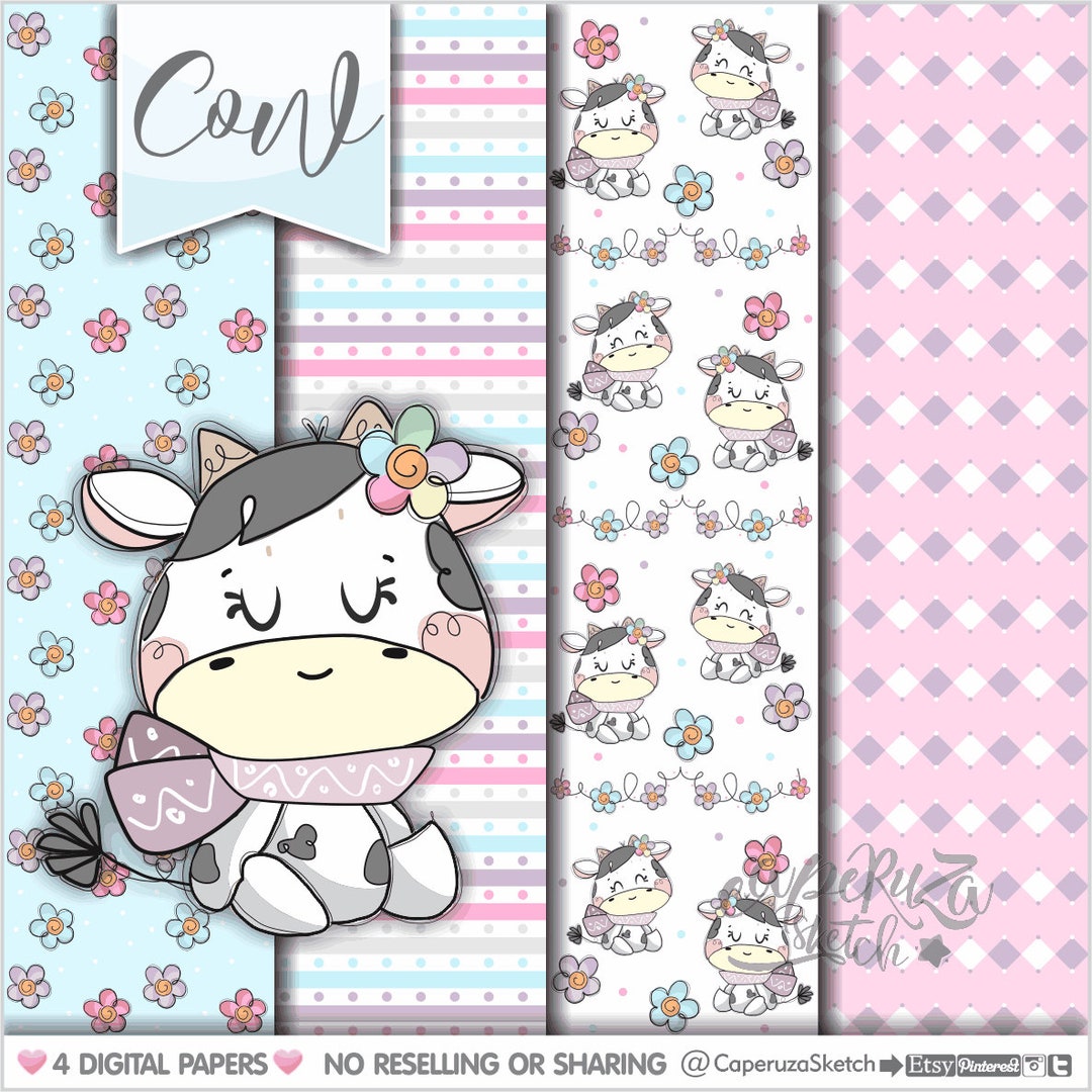 Cow Digital Paper, Cow Pattern, Cow Gift Wrap, COMMERCIAL USE, Cow ...