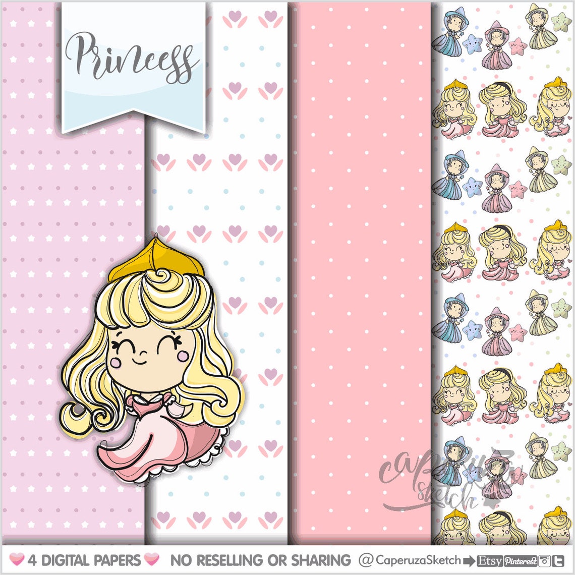 Princess Digital Paper Princess Printable Paper Princess - Etsy