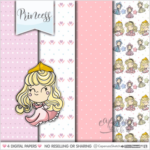 Princess Digital Paper Princess Printable Paper Princess | Etsy