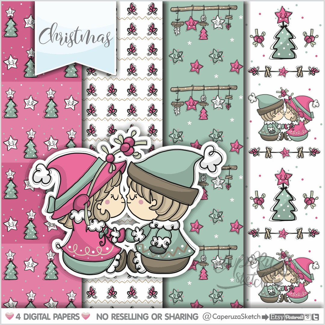 Christmas Digital Paper, Christmas Pattern, Christmas Tree Pattern ...