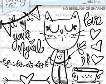 Cat Digital Stamp | Etsy