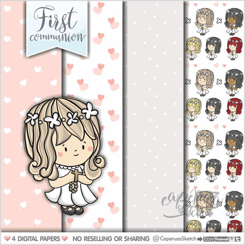 First Communion Digital Paper First Communion Pattern - Etsy
