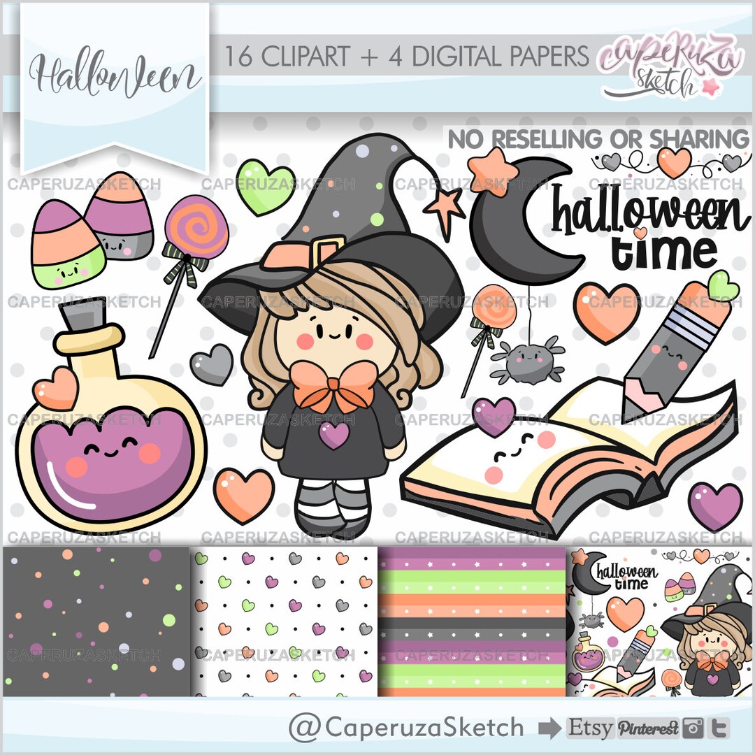 Halloween Clipart, Halloween Graphics, Witch Clipart, COMMERCIAL USE ...