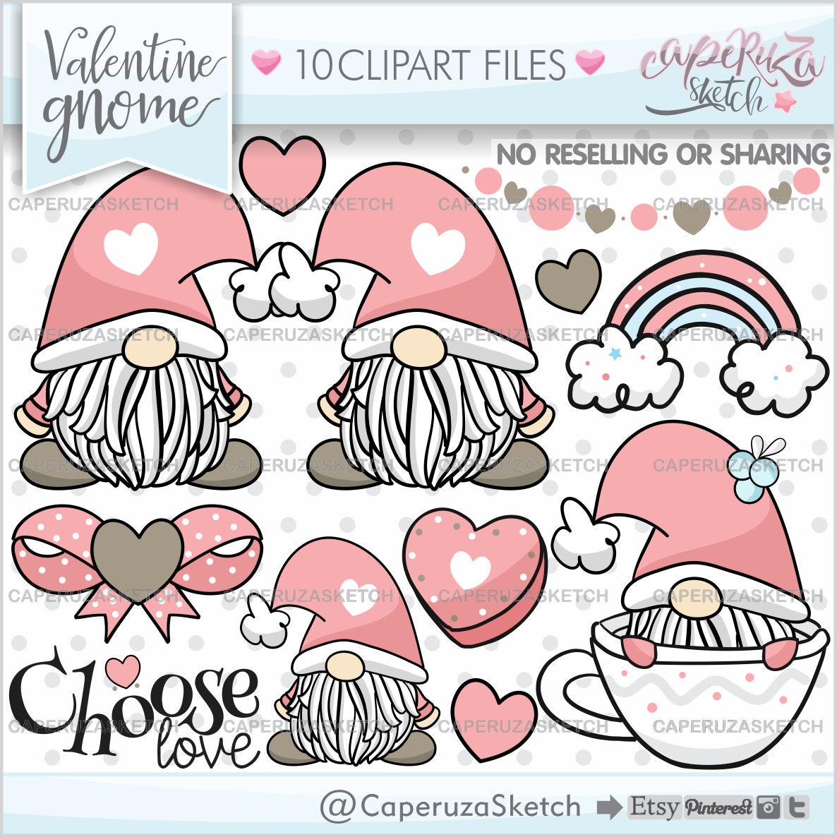 Valentine Gnomes Gnomes Clipart Clipart COMMERCIAL USE - Etsy
