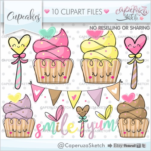 Cupcake Clipart Cupcake Graphics Sweet Clipart COMMERCIAL - Etsy