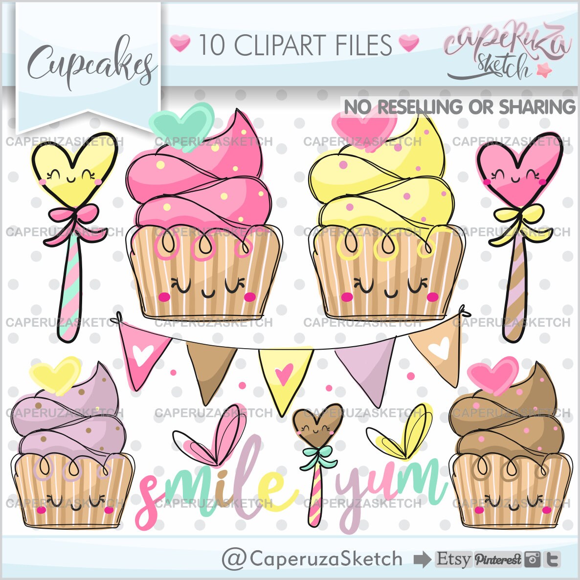 Cute Cupcake Clipart With Faces