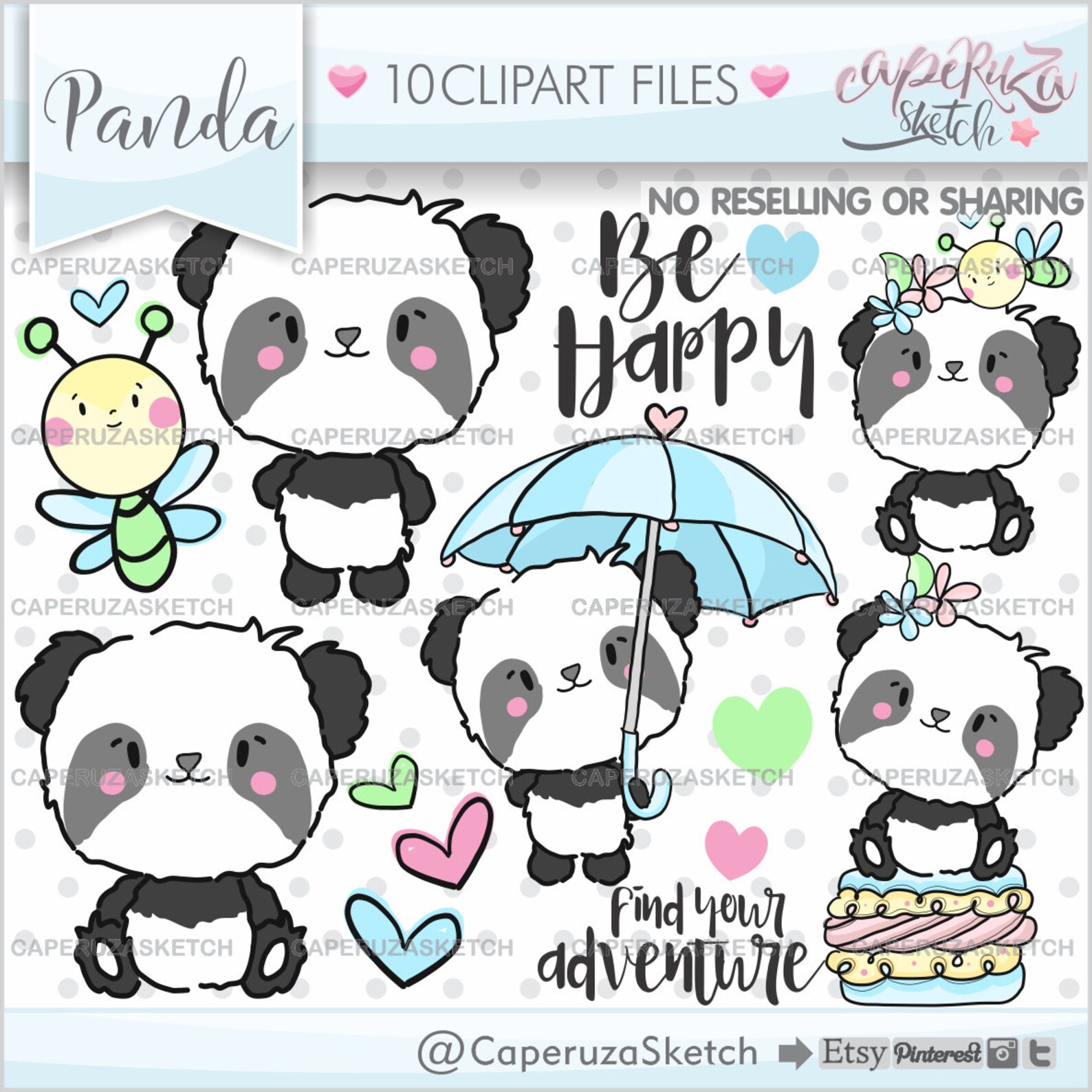 Panda Clipart Panda Graphics Panda Bear Clipart COMMERCIAL - Etsy
