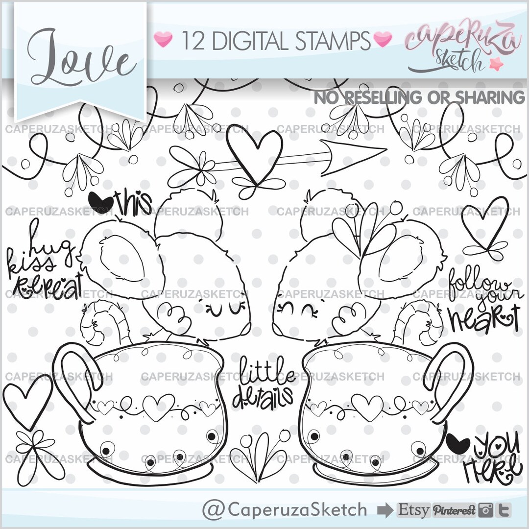 Love Stamps, Love Digistamps, Mouse Stamps, COMMERCIAL USE, Love ...