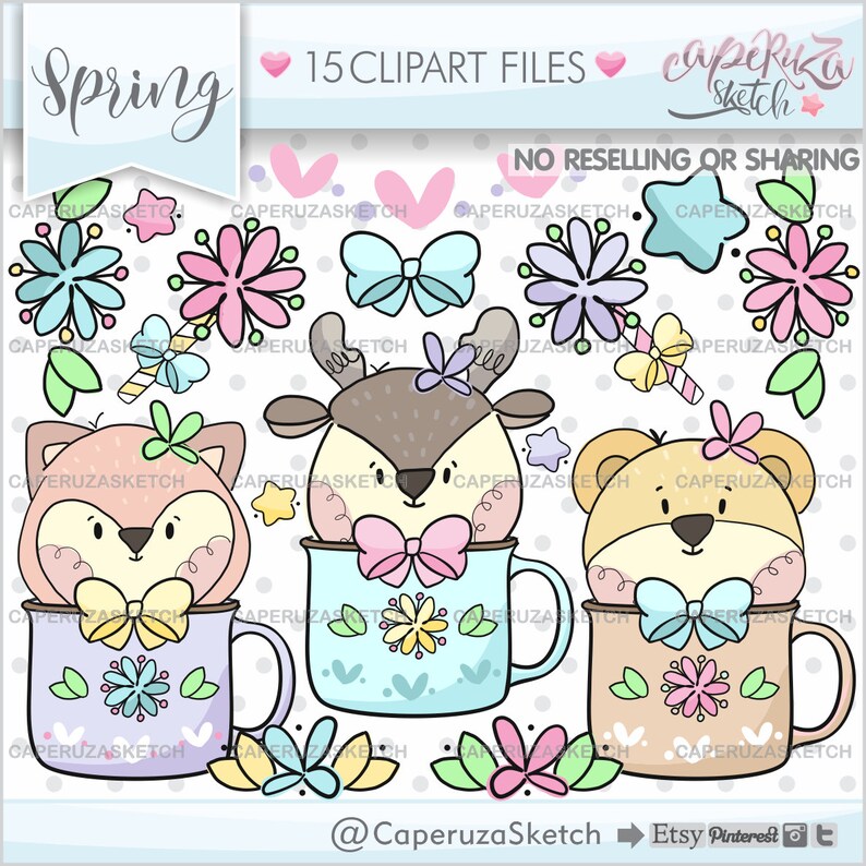 Spring Animals Clipart Woodland Clipart Spring Clipart - Etsy