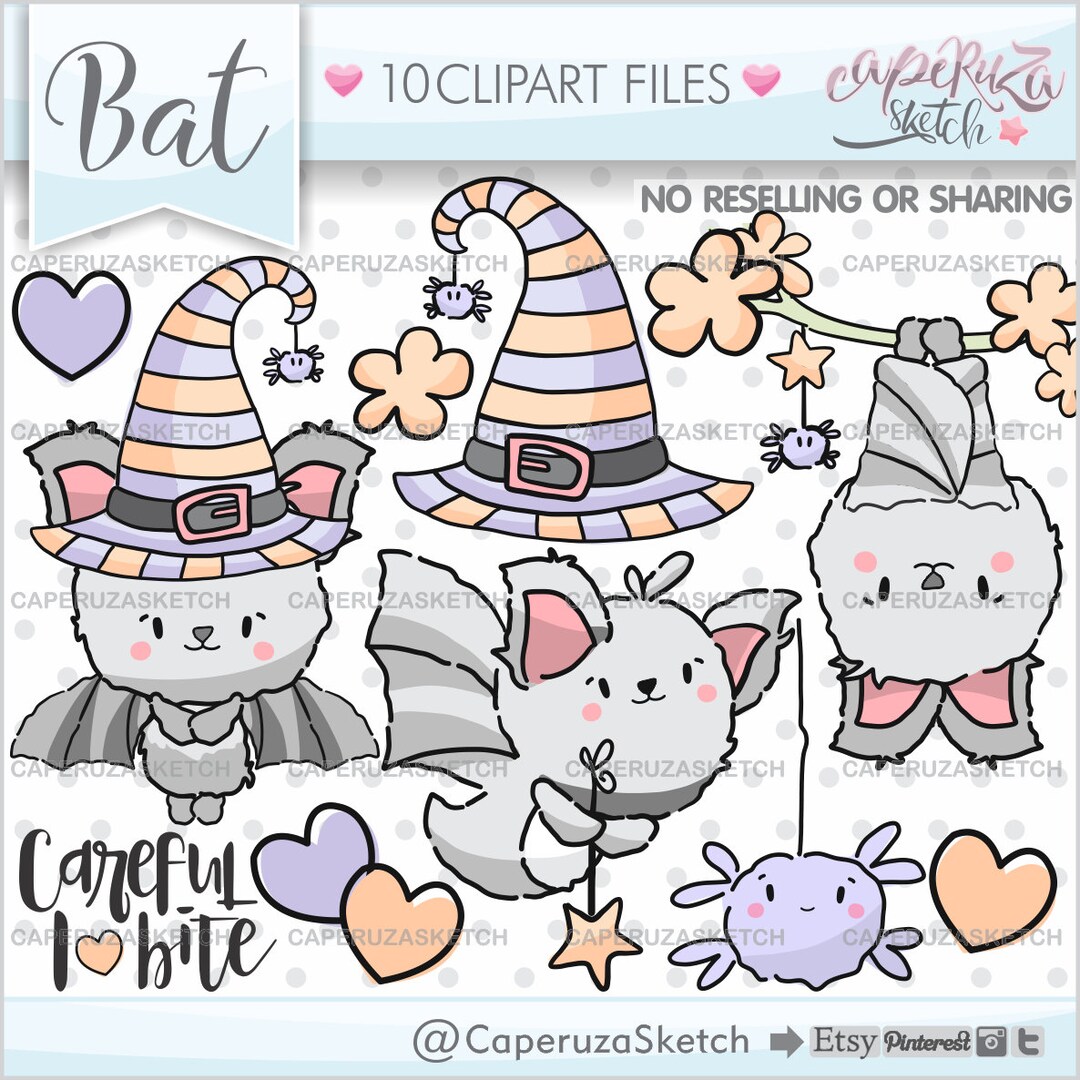 Halloween Clipart, Halloween Graphics, Bat Clipart, COMMERCIAL USE ...