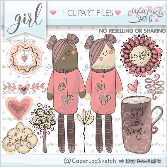 Spring Clipart Spring Graphics Girl Clipart COMMERCIAL USE - Etsy