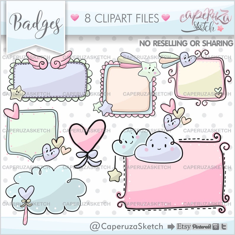 Badges Clipart Frame Clipart Speech Bubbles Clipart | Etsy