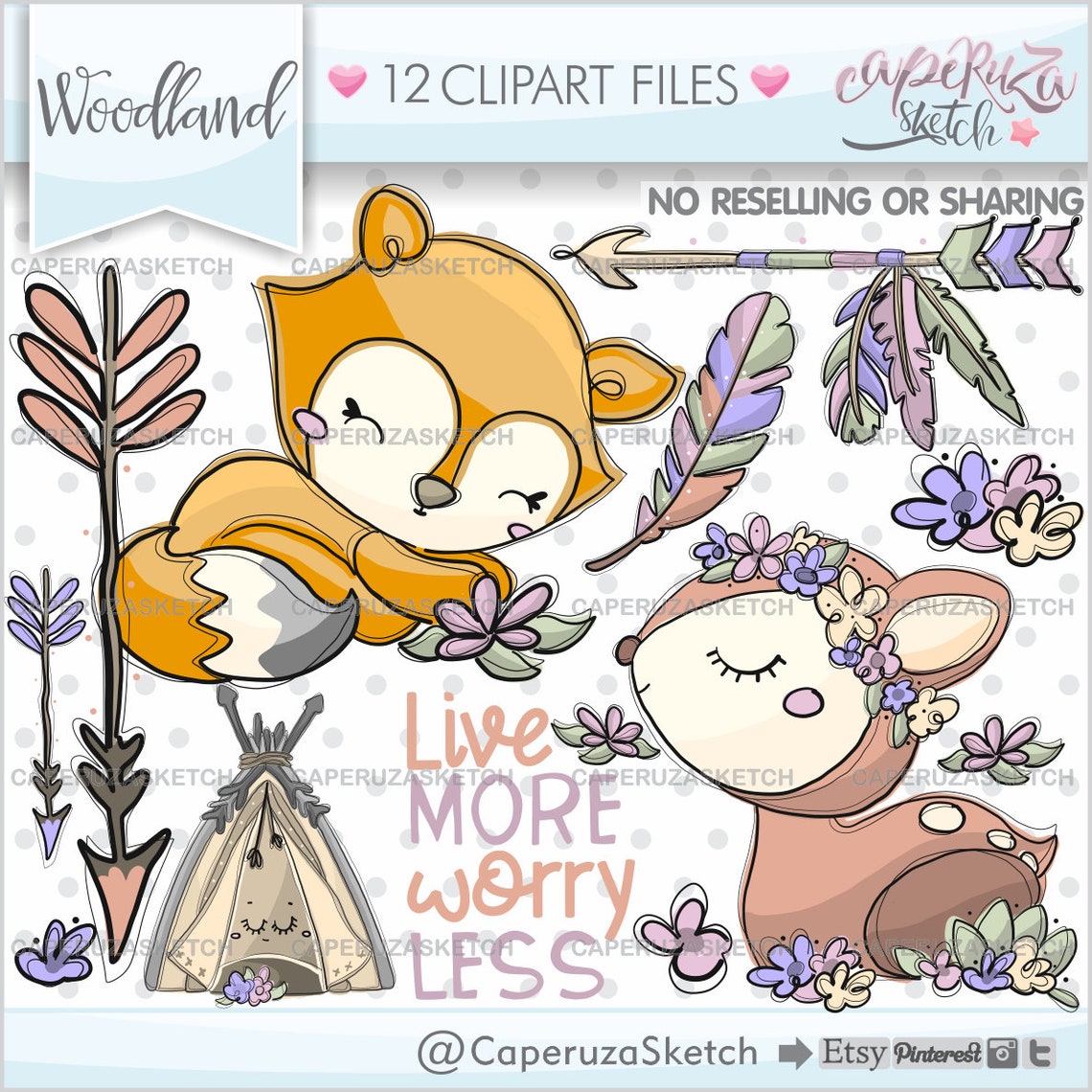 Fox Clipart Fox Graphics Woodland Clipart COMMERCIAL USE | Etsy