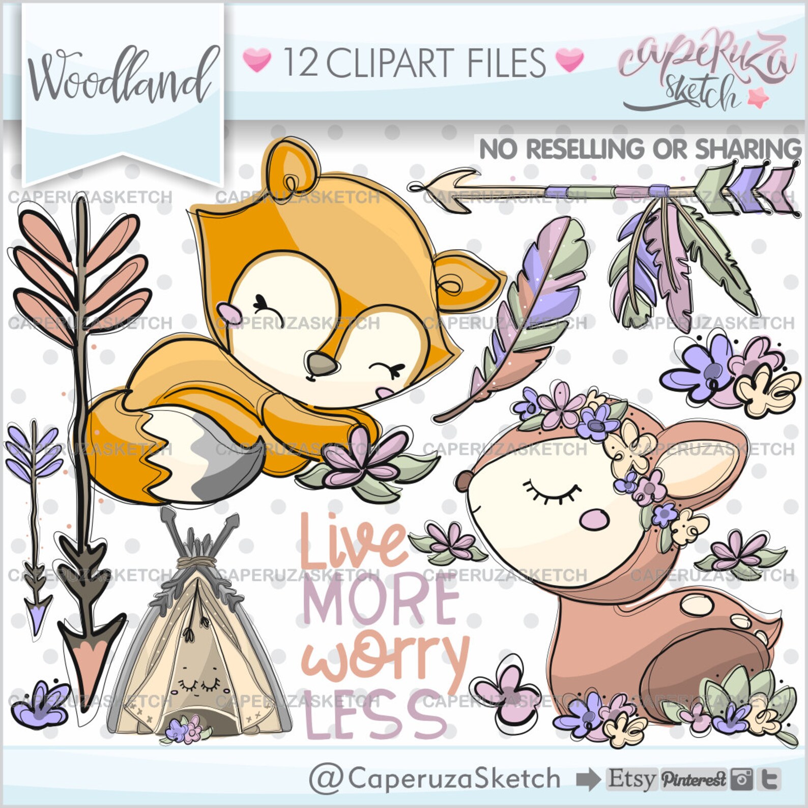 Fox Clipart Fox Graphics Woodland Clipart COMMERCIAL USE | Etsy