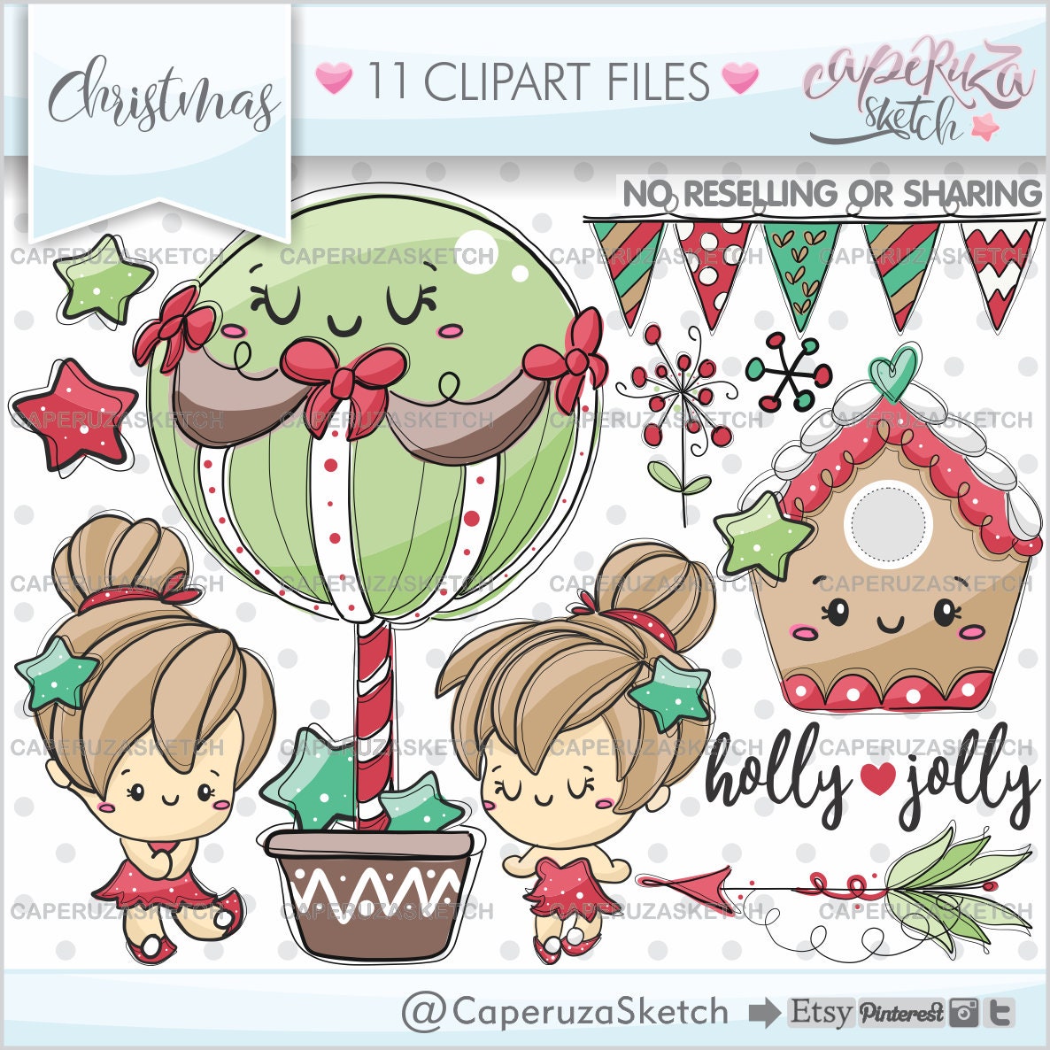 Christmas Clipart Christmas Graphics COMMERCIAL USE | Etsy
