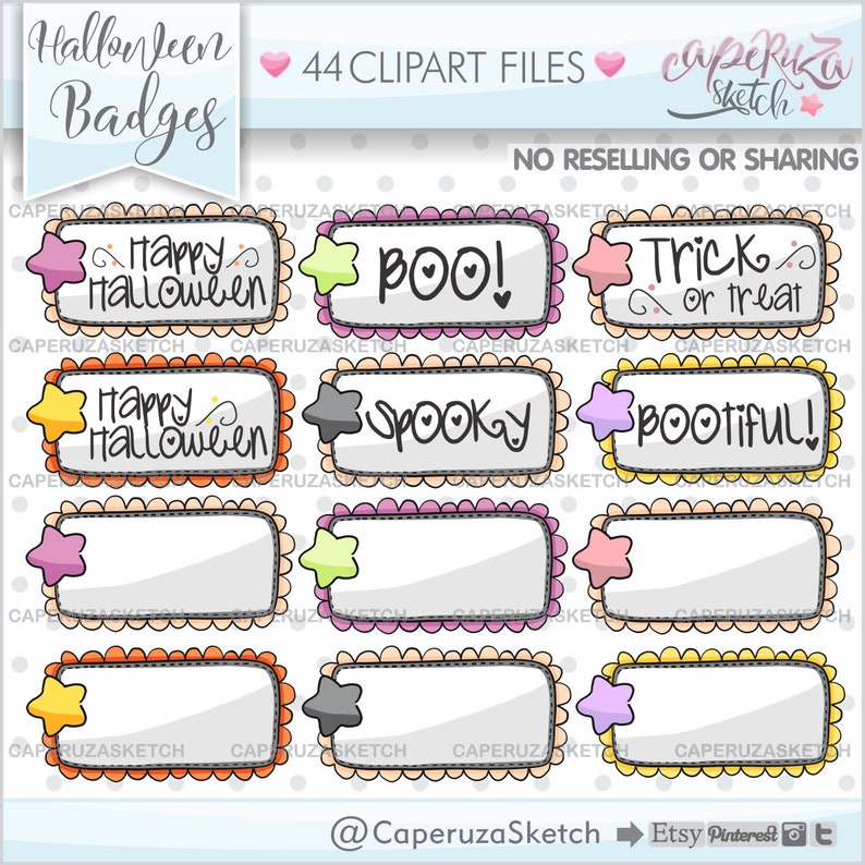 Halloween Labels Halloween Clipart Halloween Graphics - Etsy