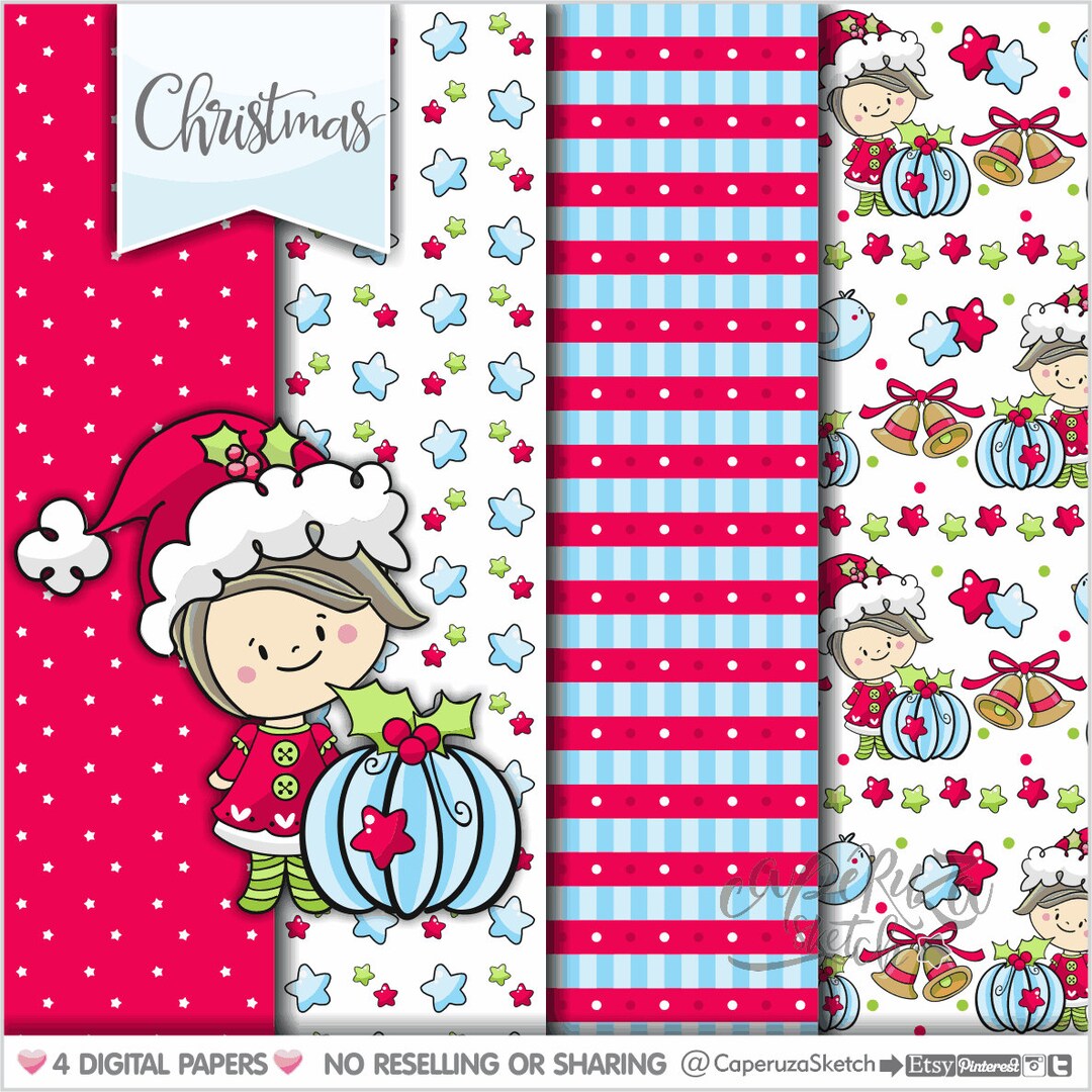 Christmas Digital Papers, Santa Claus Digital Papers, COMMERCIAL USE ...