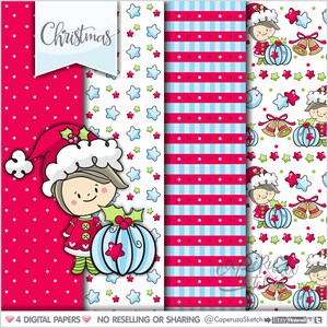 Christmas Digital Papers, Santa Claus Digital Papers, COMMERCIAL USE ...