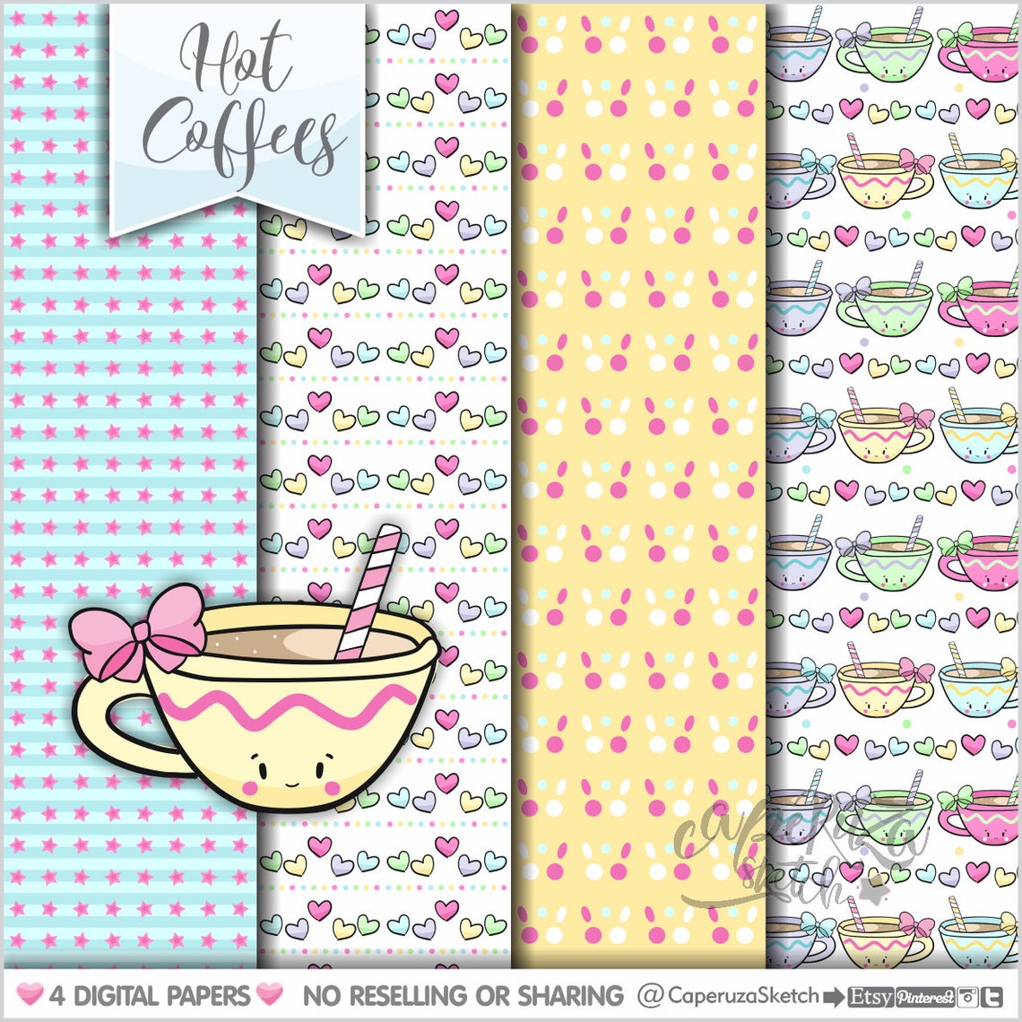 Coffee Digital Papers Coffee Pattern COMMERCIAL USE Hot - Etsy