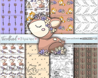 Woodland Digital Paper Woodland Pattern Forest Animal | Etsy