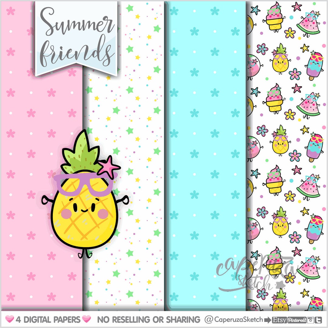 Summer Digital Papers, Summer Patterns, COMMERCIAL USE, Summer ...
