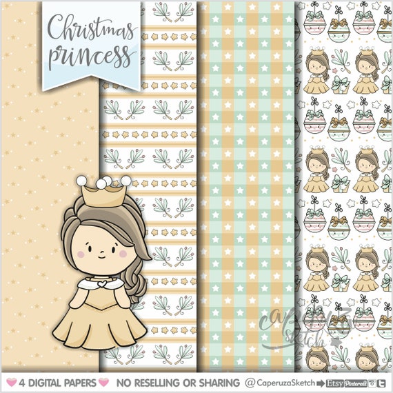 Princess Digital Paper Princess Printable Paper Christmas - Etsy