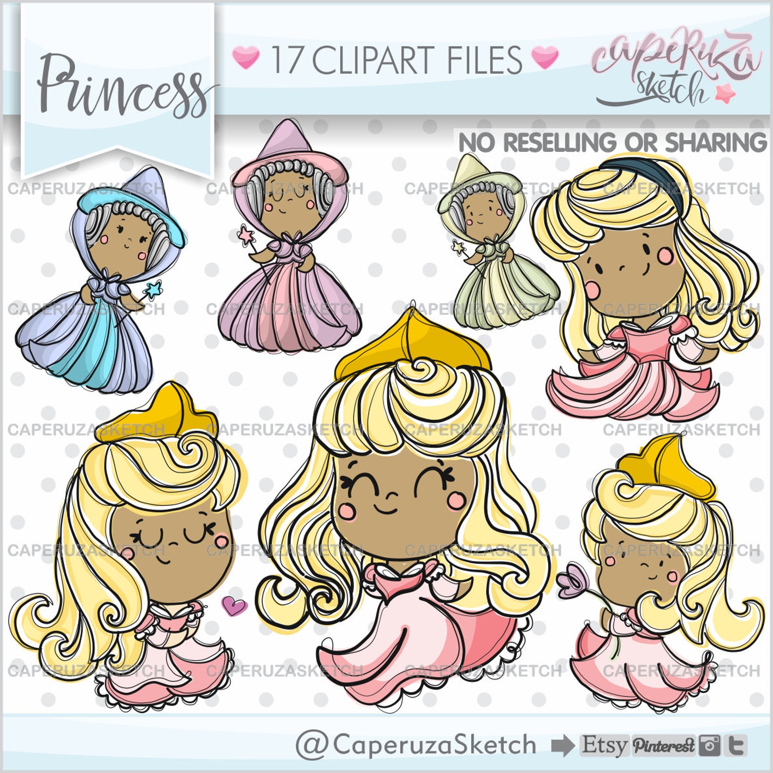 Princess Clipart Princess Graphics COMMERCIAL USE Princess - Etsy