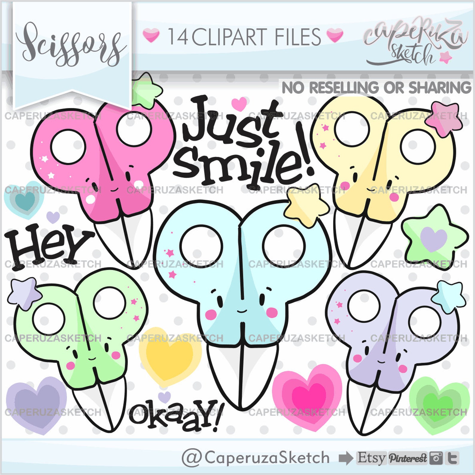 Scissors Clipart Scissors Graphics COMMERCIAL USE Scrapbook | Etsy