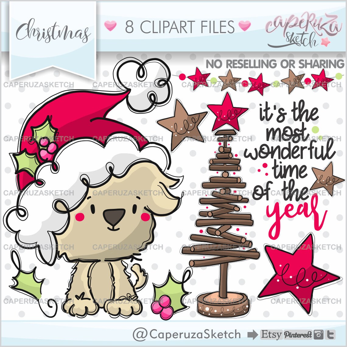 Christmas Dog Clipart Christmas Clipart Christmas Graphics - Etsy