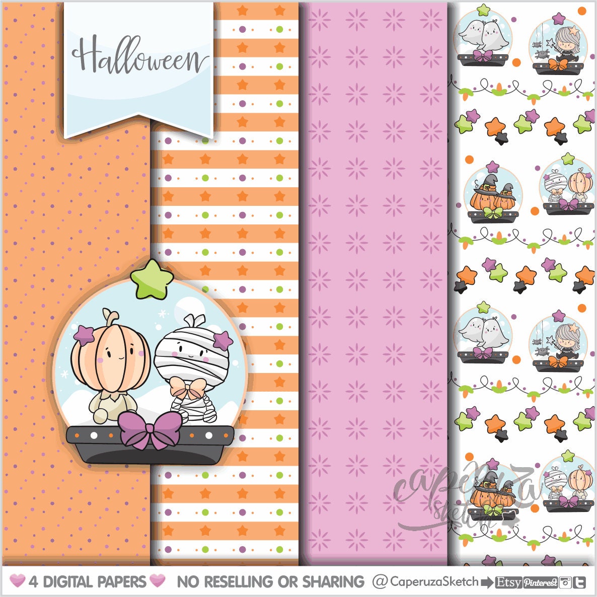Halloween Digital Papers Halloween Patterns Witch Digital | Etsy