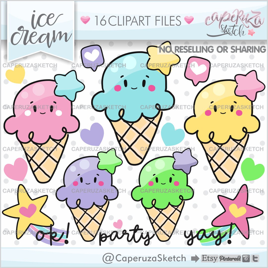 Ice Cream Clipart, Summer Clipart, Clipart COMMERCIAL USE, Summer Clip ...