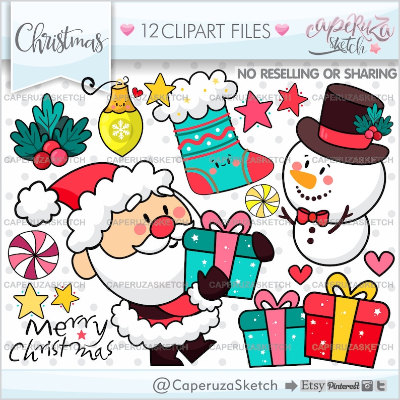 Christmas Clipart Noel Clipart COMMERCIAL USE Christmas - Etsy