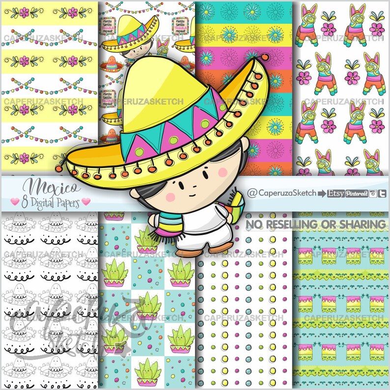 Mexico Digital Paper Mexican Pattern 5 De Mayo Digital - Etsy
