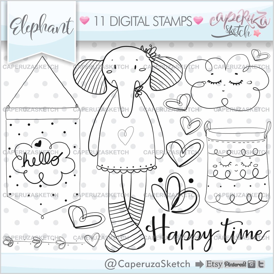 Elephant Stamps, Baby Elephant Stamps, Baby Shower Stamps, COMMERCIAL ...