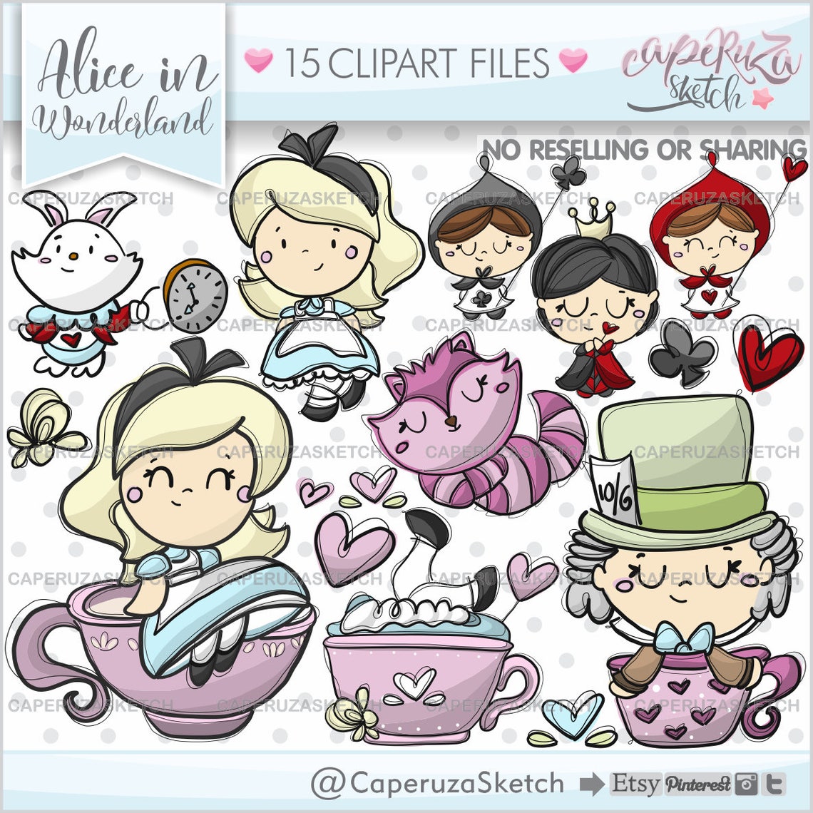 Alice in Wonderland Clipart Alice in Wonderland Graphics - Etsy