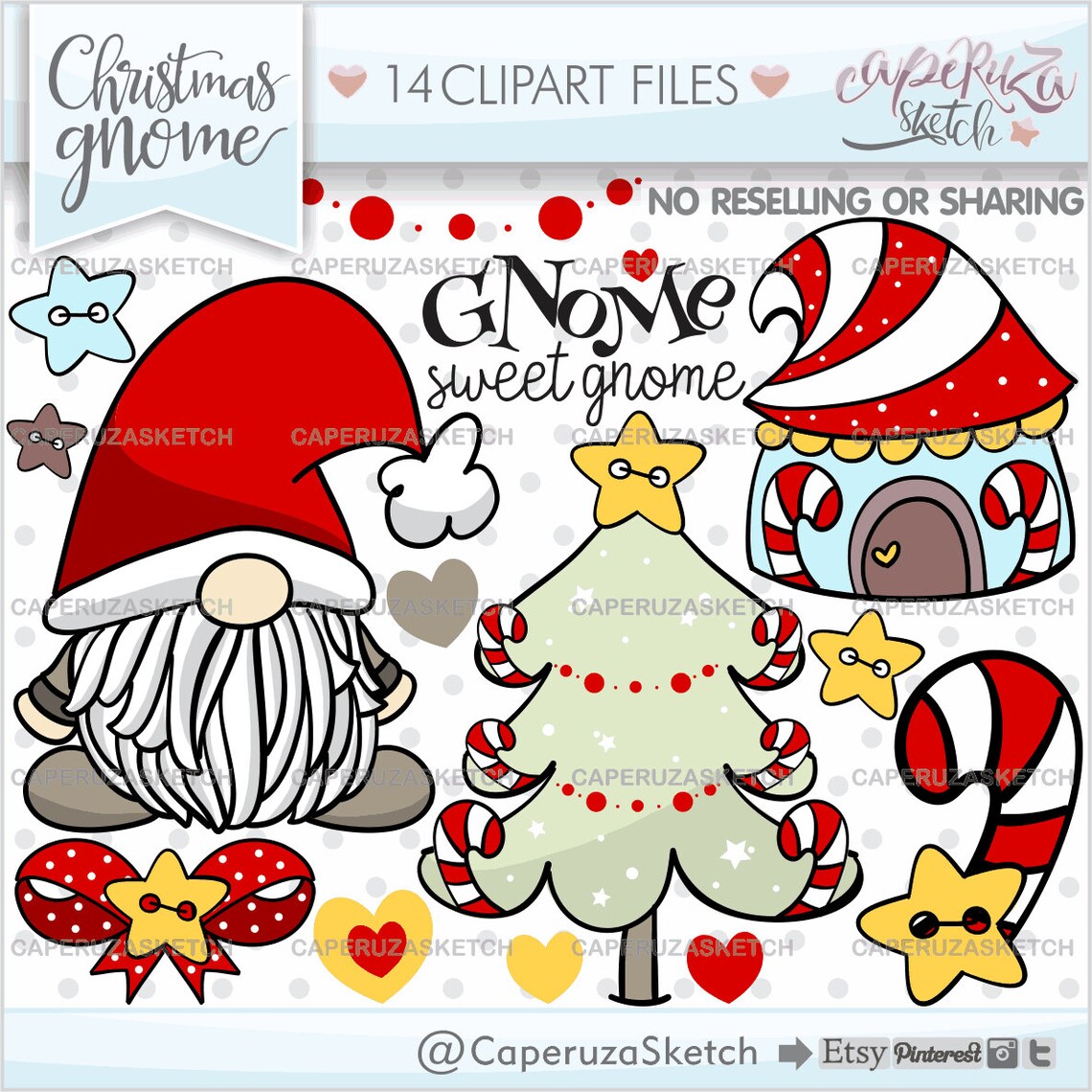 Christmas Clipart Gnome Clipart COMMERCIAL USE Christmas | Etsy