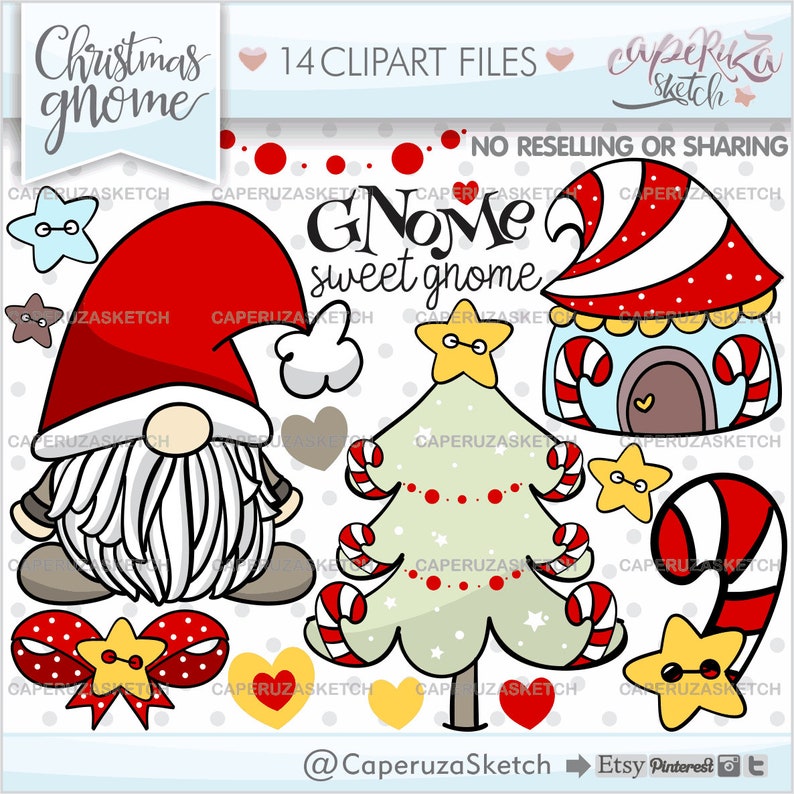 Christmas Clipart Gnome Clipart COMMERCIAL USE Christmas | Etsy