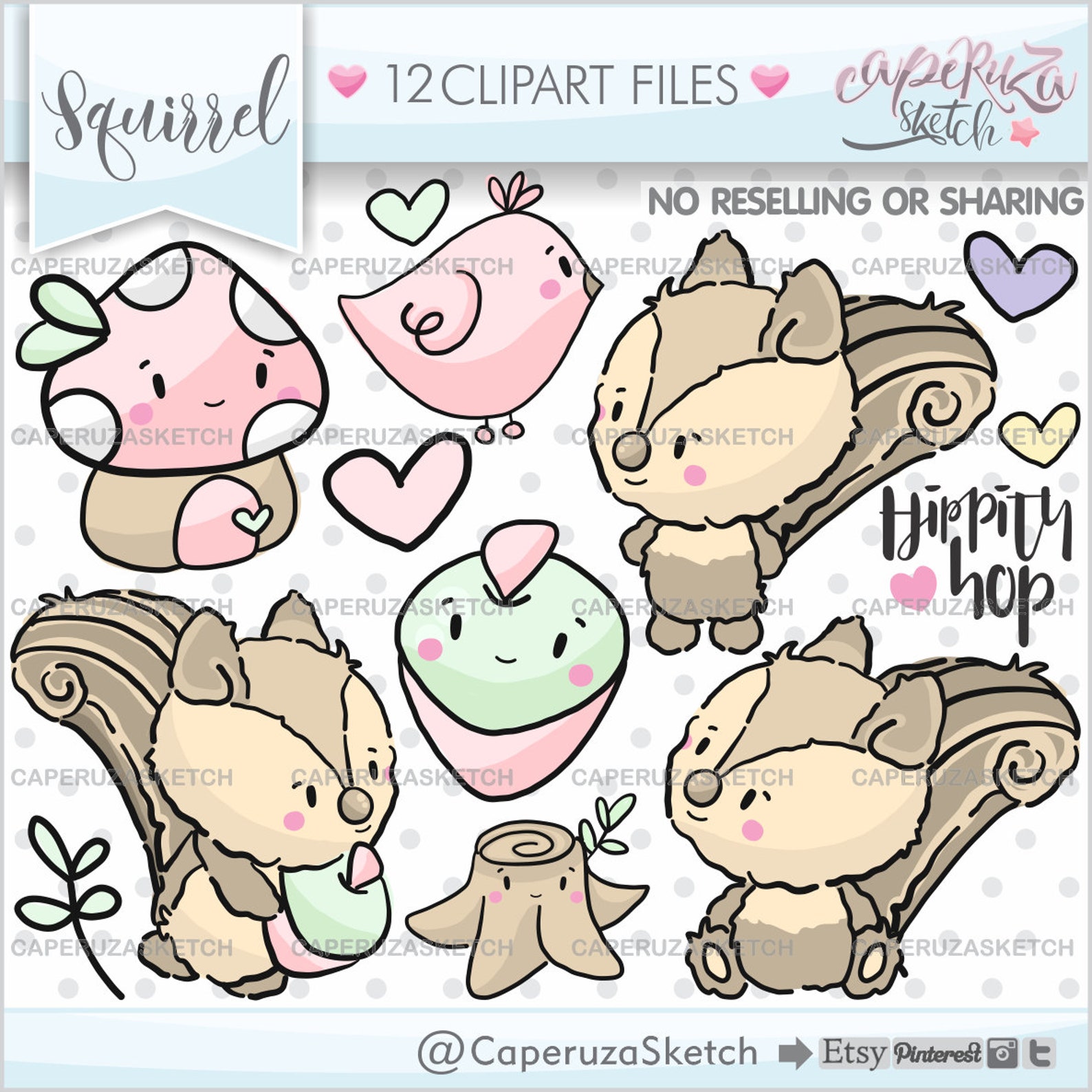 Squirrel Clipart Autumn Clipart COMMERCIAL USE Squirrel - Etsy