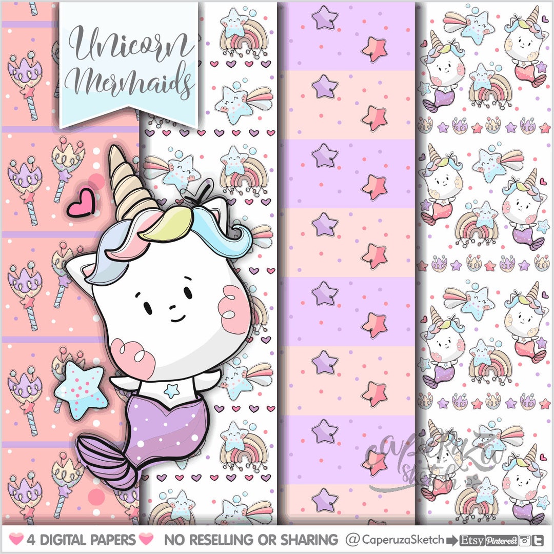 Unicorn Digital Paper, Unicorn Pattern, Unicorn Texture, COMMERCIAL USE ...
