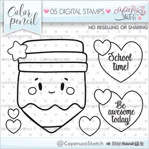 Color Pencil Stamps, Color Pencil Digital Stamps, Rainbow Coloring ...