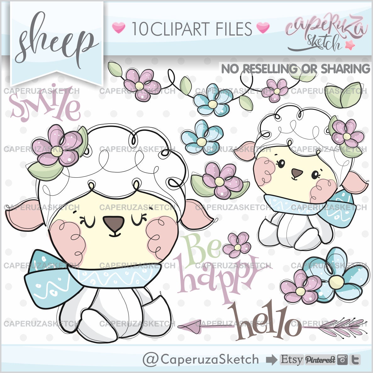 Sheep Clipart Sheep Graphics Animal Clipart COMMERCIAL USE | Etsy