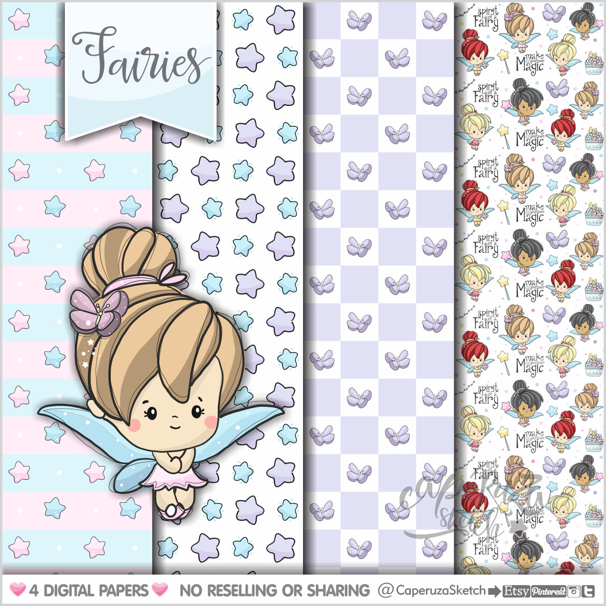 Fairy Digital Papers Spring Digital Papers COMMERCIAL USE | Etsy