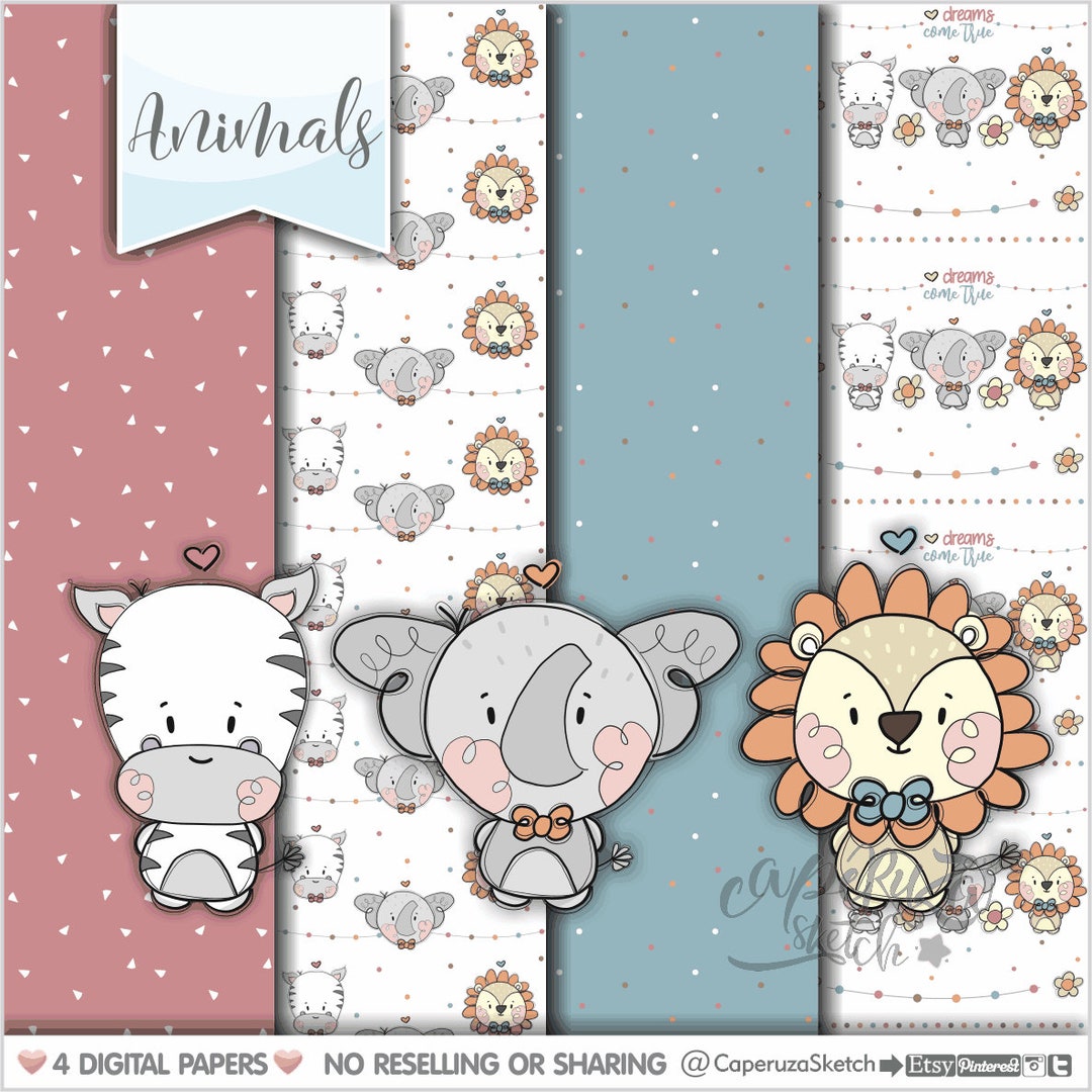 Animals Digital Paper, Zoo Digital Paper, Jungle Digital Paper ...