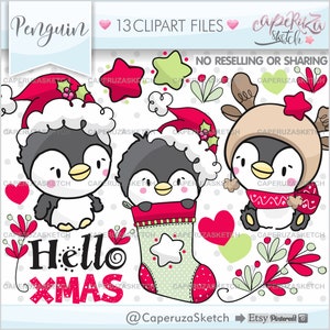 Penguin Clipart Christmas Clipart COMMERCIAL USE Christmas | Etsy