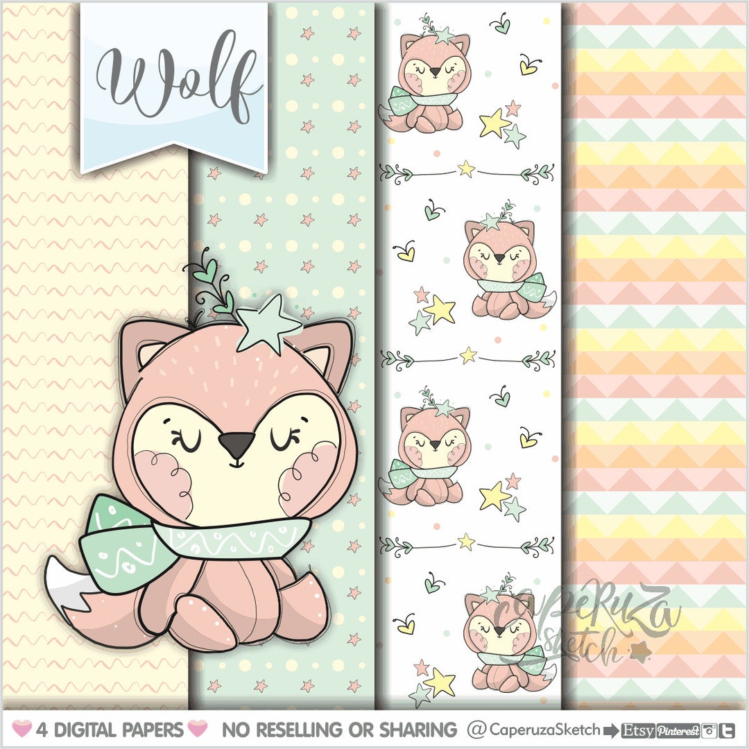 Wolf Digital Paper, Wolf Pattern, Wolf Gift Wrap, COMMERCIAL USE, Wolf ...