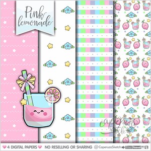 Pink Lemonade Patterns, Summer Digital Papers, Summer Patterns ...