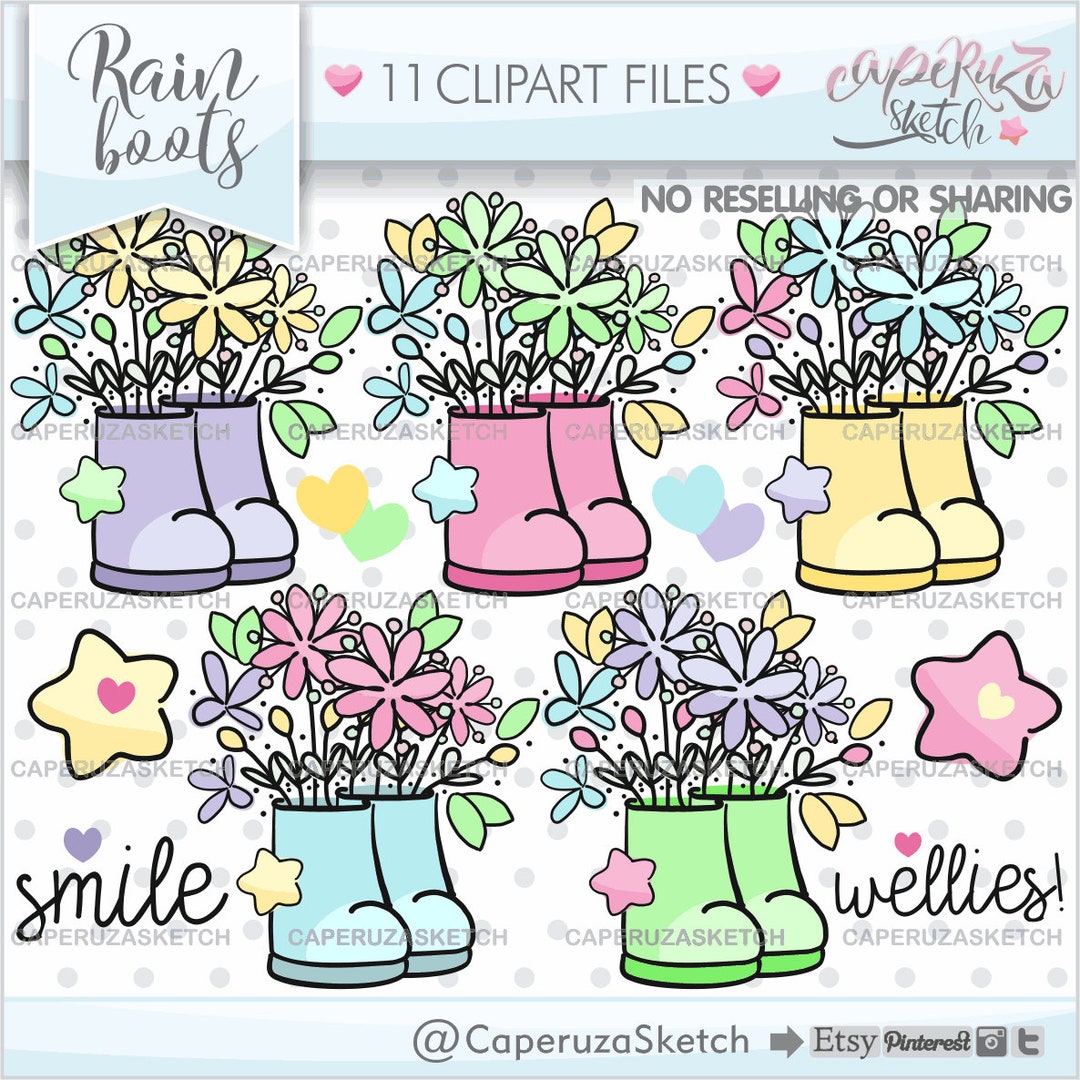 Rain Boots Clipart, Rainy Day Clipart, April Showers Clipart ...